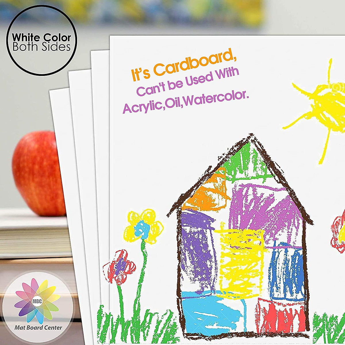 Mat Board Center, 25 Pack 9x12 Uncut Photo Mat Boards, White Color Backing Matt Board Great for Arts, Frames, Photos, Prints