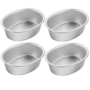 Kichvoe Bread Loaf Pan Oval Shape Cake Pan 4pcs Non-stick Aluminum Alloy Cheese Cake Mold Breads Loaf Pans Loaf Baking Tray Bakeware Kitchen Cooking Baking Tool Cake Stencils