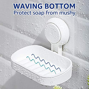 SWAMTIK Corner Shower Caddy with Soap Dish Suction Cup Shower Shelf for Shower Wall Corner Caddy No Drilling Shower Soap Holder for Bathroom Bathtub - White