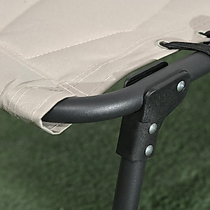 Outsunny Folding Chaise Lounge Set of 2 with 5-Level Reclining Back, Outdoor Lounge Tanning Chair with Padded Seat, Side Pocket & Headrest for Beach, Yard, Patio, Khaki