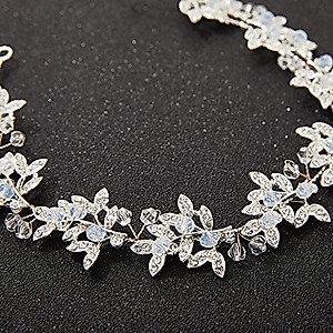 SWEETV Silver Rhinestone Wedding Headband Tiara Crystal Headpiece Bridal Hair Accessories for Bride Women