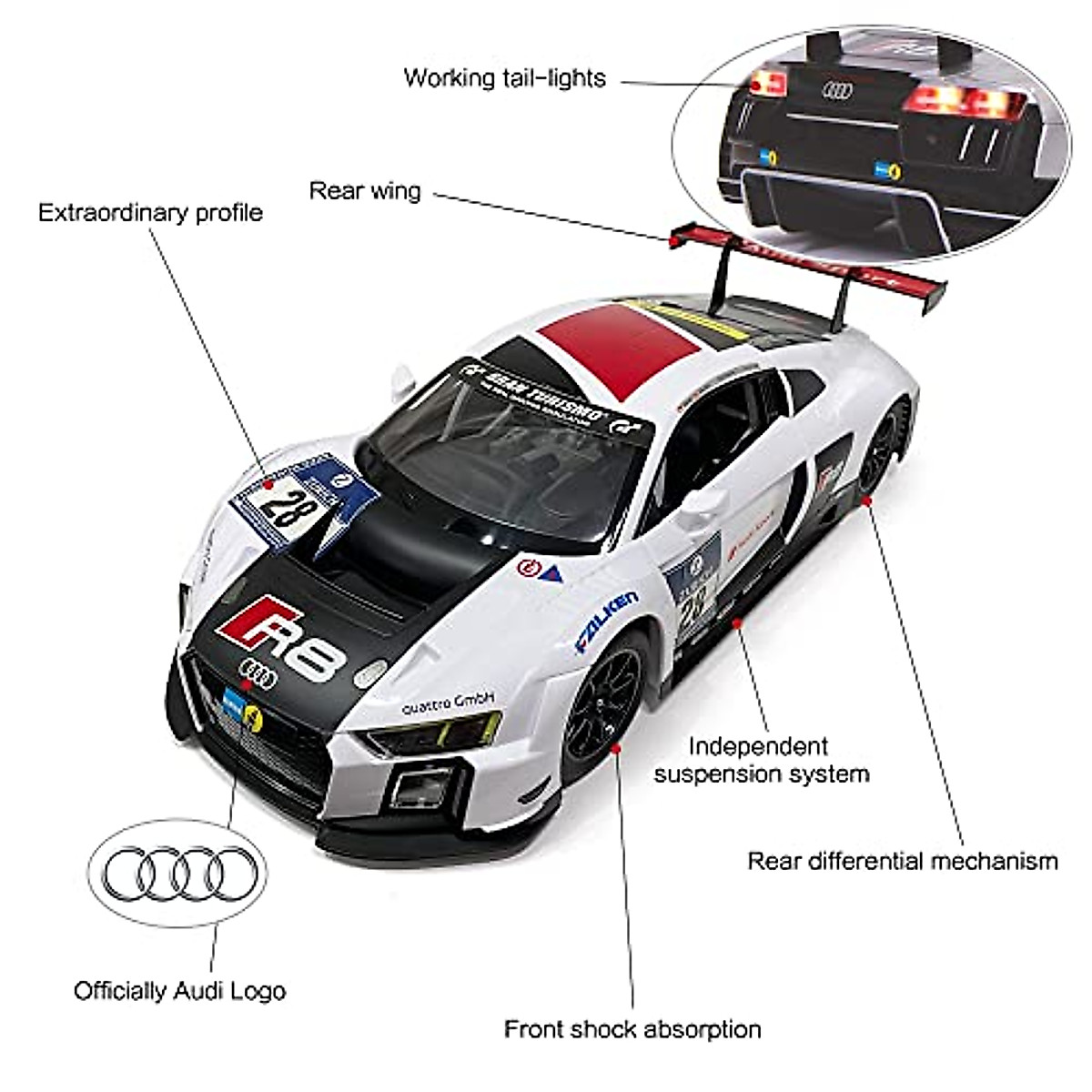 RASTAR Audi RC Car, 1/14 Audi R8 Performance Model Toy Car Sports Racing Remote Control Car for Adults Boys Girls Kids