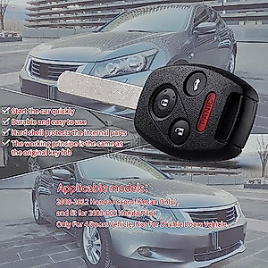 Keyless Entry Remote Control Uncut Car Key Fob for 2008 2009 2010 2011 2012 Honda Accord Sedan / 2009-2015 Pilot Remote Car Key Fob FCC ID:KR55WK49308
