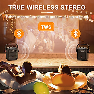 JYX Karaoke Machine with 2 UHF Wireless Microphones,5200mAh Portable Microphone Speaker Set Bluetooth 5.0 Rechargeable PA System with TWS,FM, REC,Stage Subwoofer Supports BT/USB/TF Card/Aux for Party