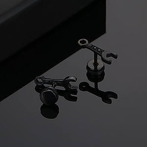 Halawly Stainless Steel Feather Chain Earrings for Men Women Sliver Gold Black Punk Long Dangle Earrings Set Lightweight Fashion Party Birthday Jewelry