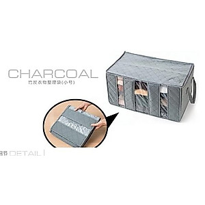 Leshery 65L 603530cm Foldable Storage Bag Clothes Blanket Closet Sweater Organizer Box Charcoal