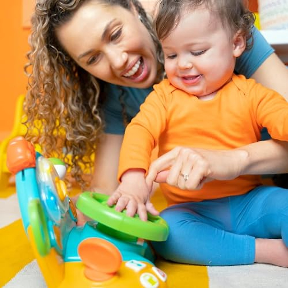 Bright Starts Lights and Colors Driver Toy Steering Wheel with Car Sounds for Pretend Play - Green, 6 Months and up