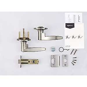 Amazon Basics Victory Door Lever, Passage, Satin Nickel