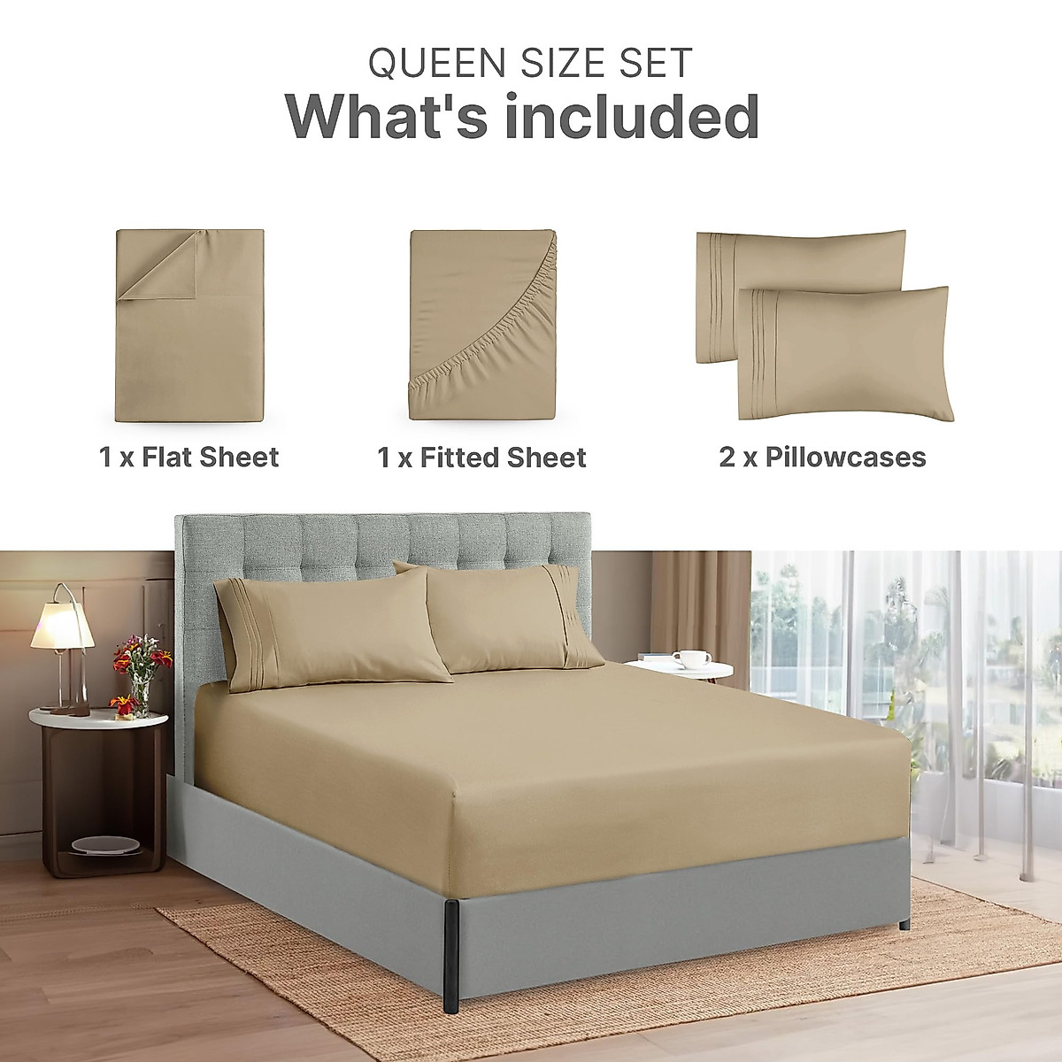 Extra Deep Pocket Queen Sheets - 4 Piece Breathable & Cooling Bed Sheets - Hotel Luxury Bed Sheet Set - Soft, Wrinkle Free & Comfy - Easily Fits Extra Deep Mattresses - Deep Pocket Cream Sheets Set