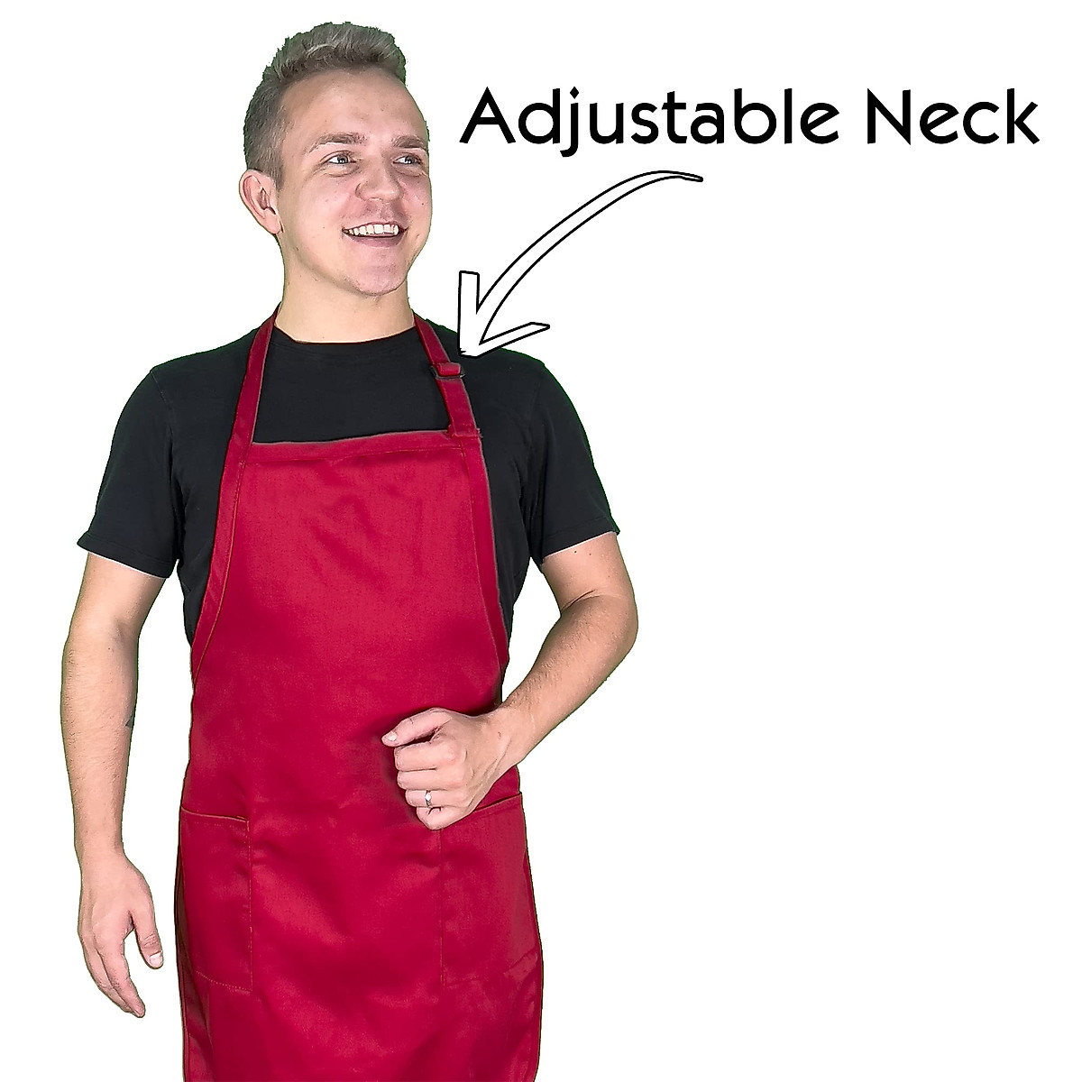 PLACE4PRINT Personalized Chef Apron with Hat Set for chef Embroidered Design - Aprons for Women and Men, Kitchen Chef Apron with 2 Pockets and Long Ties, Adjustable Bib Apron for Cooking, Serving