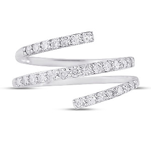 Belantina 1/2 Carat Diamond Spiral Wrap Ring for Women in 14k White Gold (H-I, I1-I2, cttw) Size 7