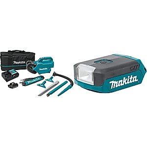 Makita LC09A1 12V MAX CXT Lithium-Ion Cordless Vacuum Kit (2.0Ah) with ML103 12V MAX CXT Lithium-Ion Cordless L.E.D. Flashlight