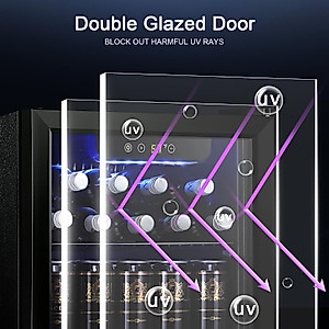 Antarctic Star 12 Bottle 48 Can Beverage Refrigerator Cooler - Mini Fridge Glass Door for Beer Soda Drinks or Wine,Freestanding Beverage Fridge for Home and Bar with Adjustable Shelving, 1.3 Cu. Ft.