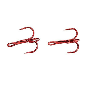 VGEBY Fishing Hooks Treble Hooks Kit 100pcs Red High Carbon Steel Strong Sharp Round Bend Fishhook Fishing Accessories(8#) Fish Hook Supplies