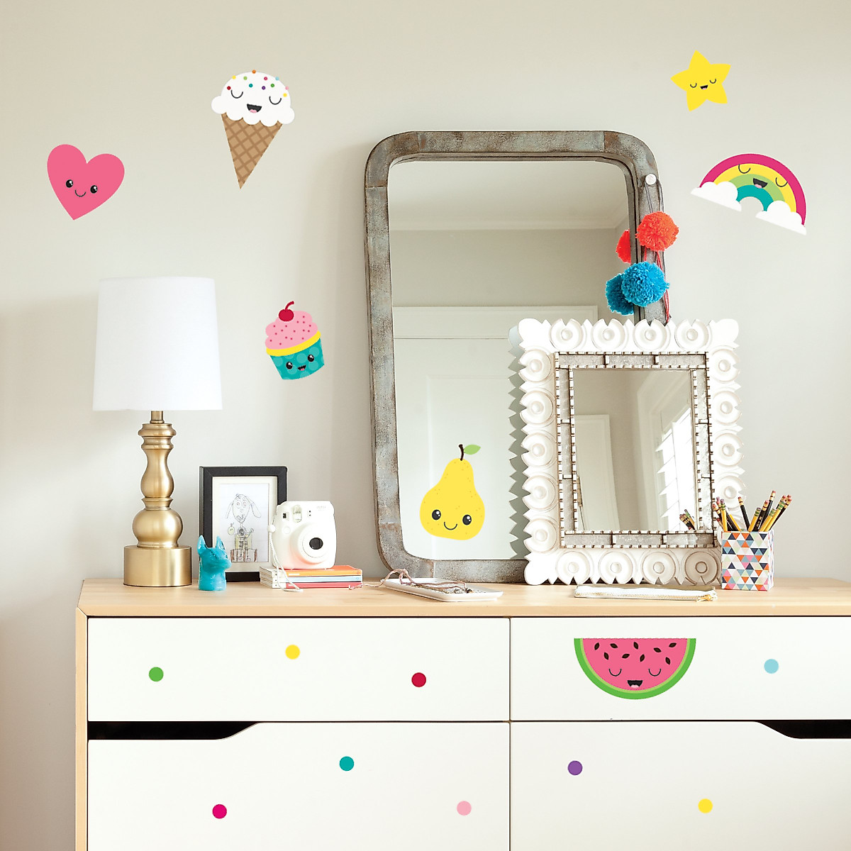 Paper Riot Co. Peel-and-Stick Assorted Kawaii Cute Cartoon Food Vinyl Wall Decal Set, 147 ct.