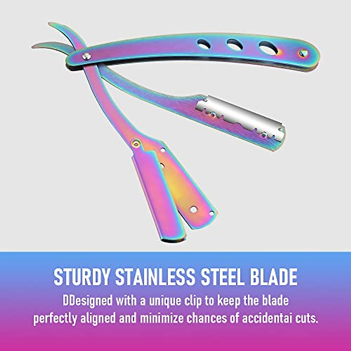 Professional Straight Edge Barber Razor for Men with 100 Single Blades Premium Stainless Steel Shaving Razor for Home & Salon Grooming Using