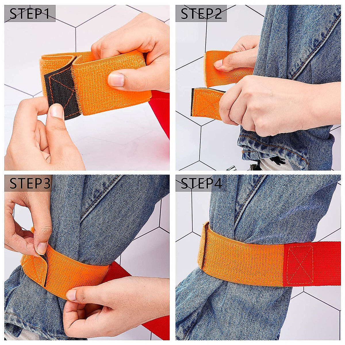 2 Sets 4 Legged Race Bands for Kids Field Day Team Building Games for Work Birthday Holiday Party Outdoor Activities for Adults Boys Girls Group Fun Games(39 x 4 Inch)