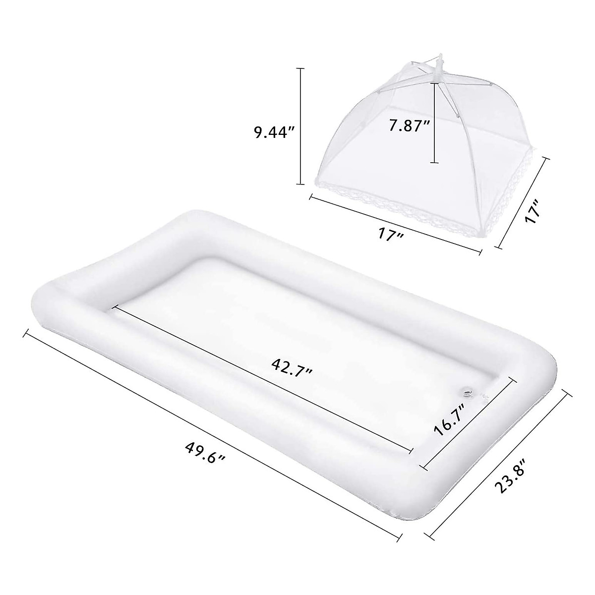 HBlife Inflatable Serving Bar & Food Umbrella Mesh Cover Screen Tent Set, Party Supplies Set for Picnics Pool Bar Outside, 2 Inflatable Tray, 6 Food Tents/Food Covers for Outdoors (Color)