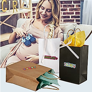 [100 Pack]Paper Bags with Handles Bulk, 8 * 5.25 * 3.75 Inch Small Black Kraft Paper Bags, Paper Shopping Bags, Christmas Kraft Gift Bags, Birthday Gift Bags for Restaurant, Takeout, Business.
