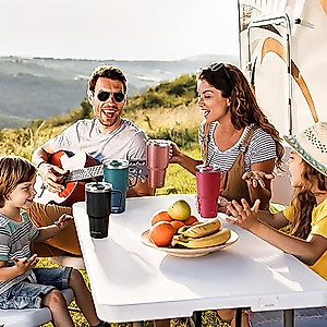 LiqCool 30Oz Tumbler with Handle, Stainless Steel Travel Coffee Mug, Vacuum Insulated Mug, Coffee Tumbler with Lid Straw, Reusable Cup Keep Cold 12H, Cup Holder Friendly(30 oz, Rose Gold)