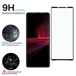 KELOLIN [2 Pack] Tempered Glass Screen Protector for Sony Xperia 1 III, [Full Coverage] [ Anti-Scratch ] [ No-Bubble ] HD Screen Protector Compatible with Sony Xperia 1 III(Black)