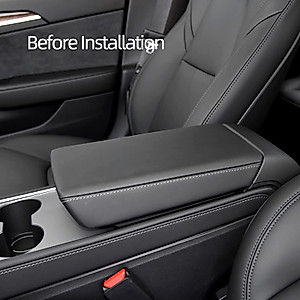 Alfanxi Armrest Box Cover Italy Alcantara Material Armrest Case Protector Compatible with Tesla Model 3/Model Y (Black)
