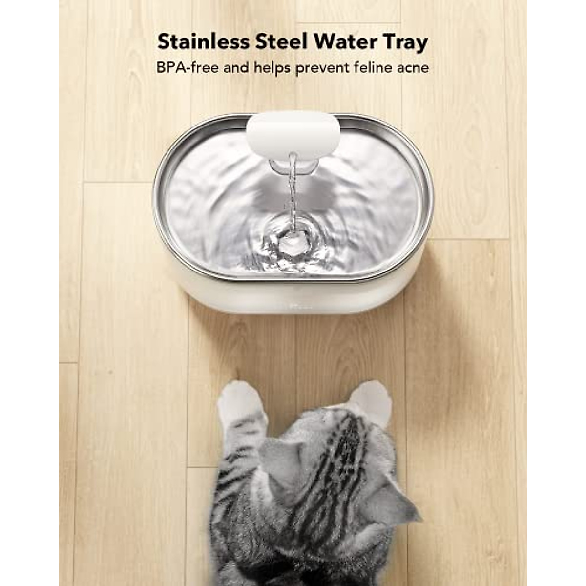 PETLIBRO Upgraded Cat Water Fountain Stainless Steel, Ultra Quiet, 71fl oz/2.1L Automatic Pet Water Fountain, Two Flow Modes, BPA-Free Capsule Metal Healthy Dog Water Dispenser with 4 Large Filters