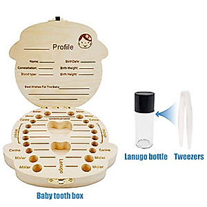 Baby Tooth Box Keepsake for Girls,Wooden Tooth Storage and Saver Box for Lost Teeth Children,Newborn Baby Birthday and Shower Gift