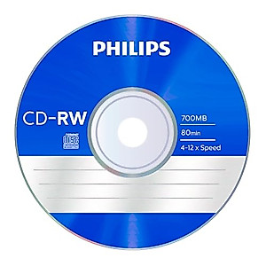 Philips CD-RW 80MIN Blank Disc x 5 Jewel Case 700MB 4-12 X Speed