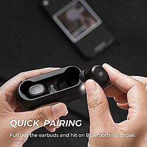 SoundPEATS TrueFree True Wireless Earbuds Bluetooth 5.0 in-Ear Stereo Bluetooth Headphones with Microphone Wireless Earphones 15 Hours Playtime, Hands-Free Calls, One-Step Pairing