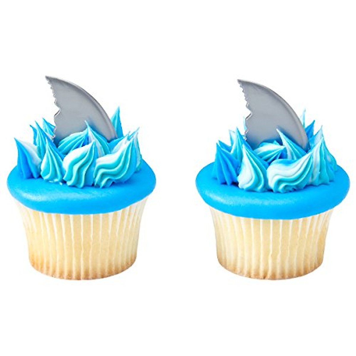 NCS Grey Shark Fin Cake and Cupcake Pick Toppers, 24 Count