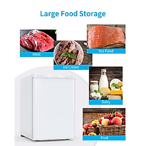 2.1CU.FT Compact Upright Freezer, Mini Freezers Reversible Single Door Table Top for Ice Cream/Breast Milk/Sea Food, Adjustable Removable Shelves, (White)…