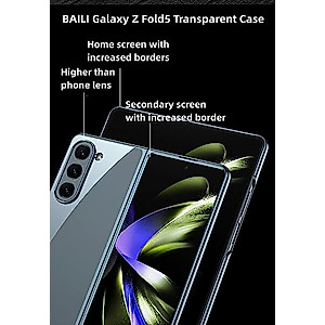 BAILI Galaxy Z Fold5 Transparent Case,HD Transparent Ultra-Slim PC Cover for Z Fold 5,Ultra-Thin as Cicada Z Fold5 Clear Mirror Shell,Military-Grade Drop Proof Case for Samsung Galaxy Z Fold5-Silver
