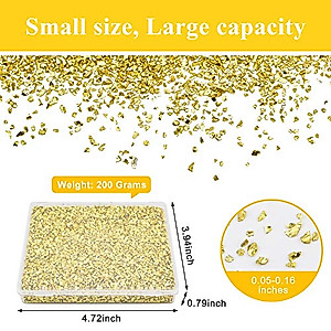 WANDIC Crushed Glass, 200 Grams 2-4mm Gold Crushed Broken Glass, Irregular Metallic Chips Fillers Sprinkles for Resin Crafts, Nail Art, Painting