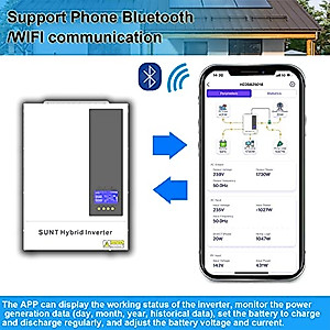 Y&H 5.5KW 48V Solar Hybrid Inverter with MPPT Charger,500V PV Input, AC220V Output,Timed Charging and Discharging for Peak Shaving and Valley Filling, WiFi and Bluetooth Communication Supported