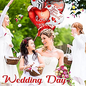 24 Pieces Valentines Day Balloons I Love You Foil Balloon Kiss Me Heart Decorations Anniversary Romantic 18 Inch Balloon for Valentines Sweetest Day Wedding Supplies