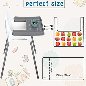 Full Cover Silicone Placemat for IKEA Antilop Baby High Chair, Dishwasher Safe, BPA Free High Chairs Tray Accessories for Toddler and Babies (Dark Grey)