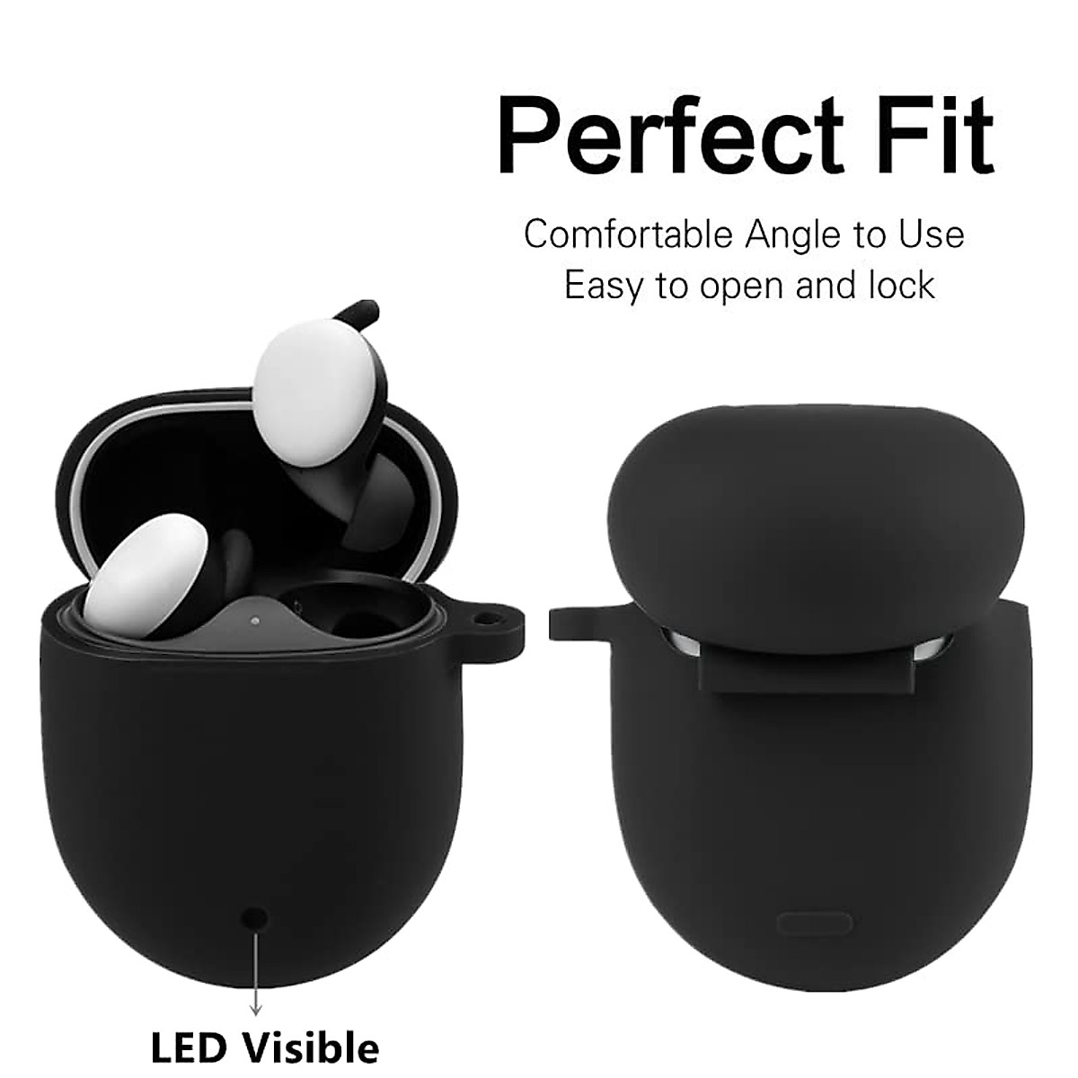 Haotop Soft Silicone Shockproof Protective Skin Case Cover Compatible with Google Pixel Buds 2 (Black)