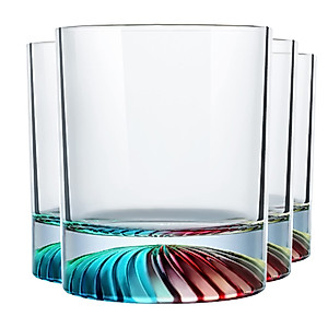 SALADAYS Colorful Old Fashioned Whiskey Glasses, 10oz Rocks Barware for Scotch, Bourbon, Liquor and Cocktail Drinks, Set of 2, Gift for Men