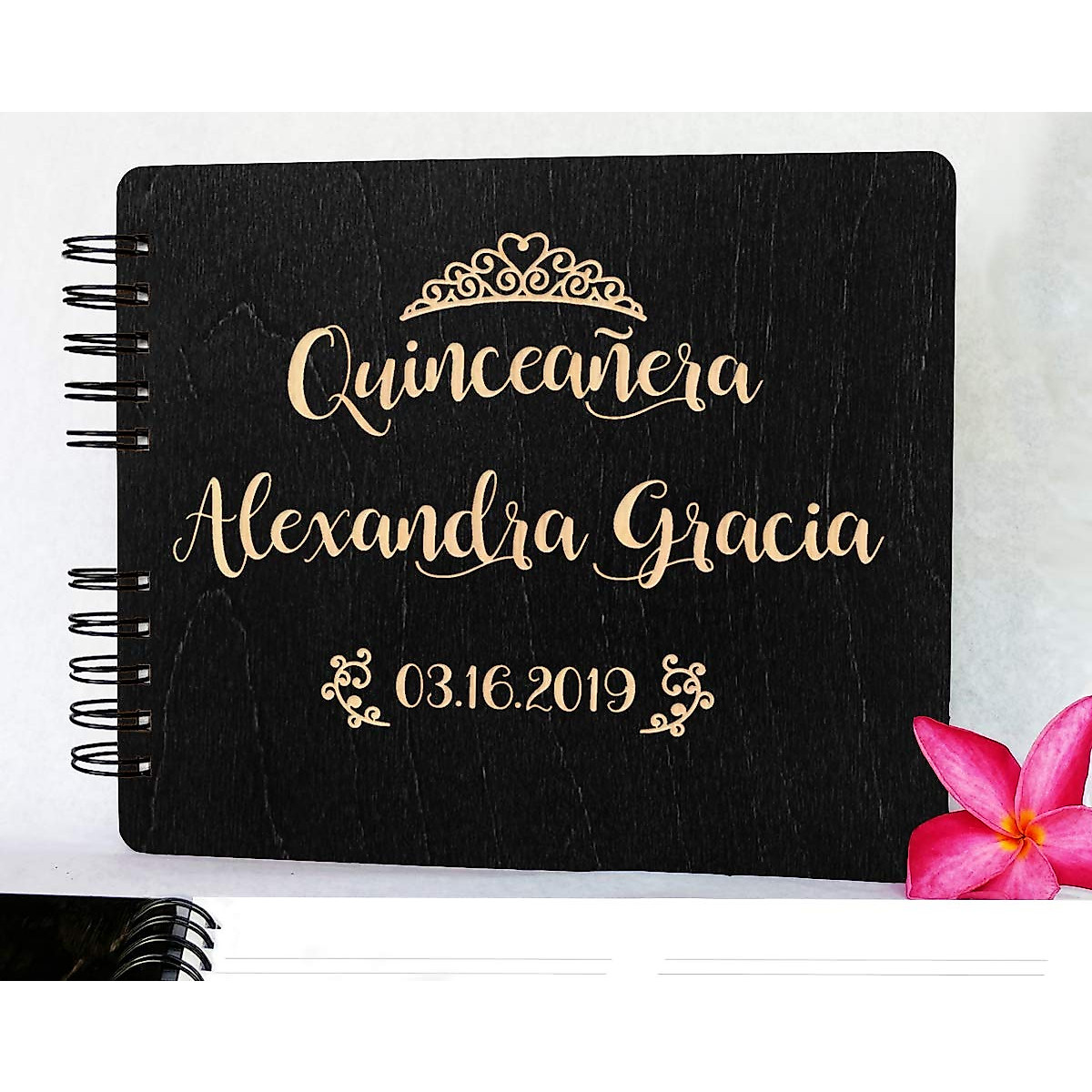 Quinceanera Guest Book Decorations Rustic Wooden Guestbook Engraved Personalized 15th Birthday Mis Quince Guests Sign in Party Favor