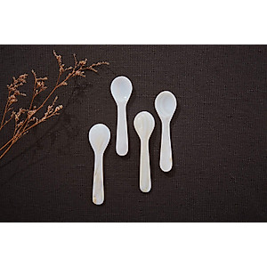 DUEBEL Set of 10 White Mother of Pearl 3.55′′ Caviar Spoons for Caviar, Egg, Coffee Serving (White, 9cmx2.4cm)