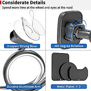 Windshield Car Phone Mount Long Arm, APPS2Car 13 Inches Gooseneck Magnetic Window Mobile Holder for Truckers Drivers Semi Truck SUV MPV Vehicle Compatible with All iPhone Samsung Phones iPad Mini