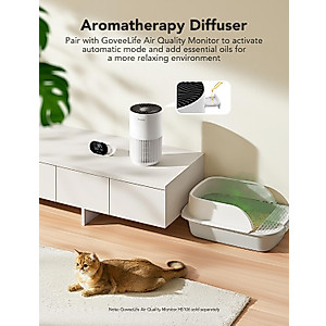 GoveeLife Mini Air Purifier for Bedroom, HEPA Smart Filter Air Purifier with App Alexa Control for Pet Hair, Odors, Pollen, Smoke, Portable Air Cleaner with 3 Speeds, 2 Modes, Timer, Aroma for Home