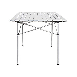 Deanurs Folding Tables Camping Roll Up Aluminum Portable Square Table for Outdoor Hiking Picnic,28" x 28" w/Carry Bag,Silver
