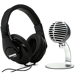 Shure Mobile Recording Kit with SRH240A Headphones and MV5 Microphone - Record & Monitor Professional Content with Real-Time Monitoring, Connect Directly to Computer or Mobile Phone (MV5/A-240 BNDL)