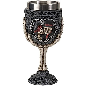 Pacific Giftware Skeleton Couple Goblet, 7-inch Height, Resin