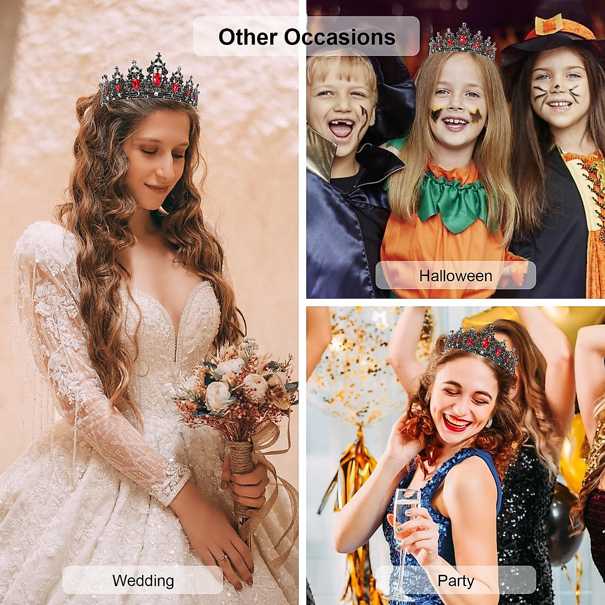 CIEHE Red and Black Birthday Decorations, Queen of Hearts Crown + Black Birthday Girl Sash Set, Birthday Crown and Sash for Women, Birthday Sash for Women Birthday Tiara, Birthday Girl Crown Birthday