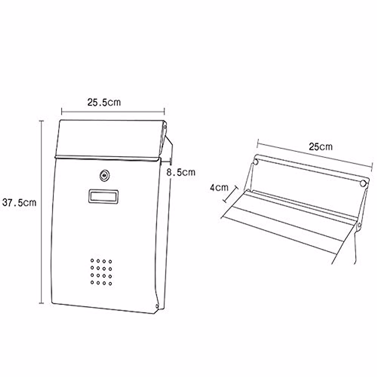 Mailboxes for Outside Mailbox Wall Mount Mailbox Post Box Outdoor Wall-Mounted Stainless Steel Mail Box Suggested Box with Lock European Rainproof Villa (Color : Silver)