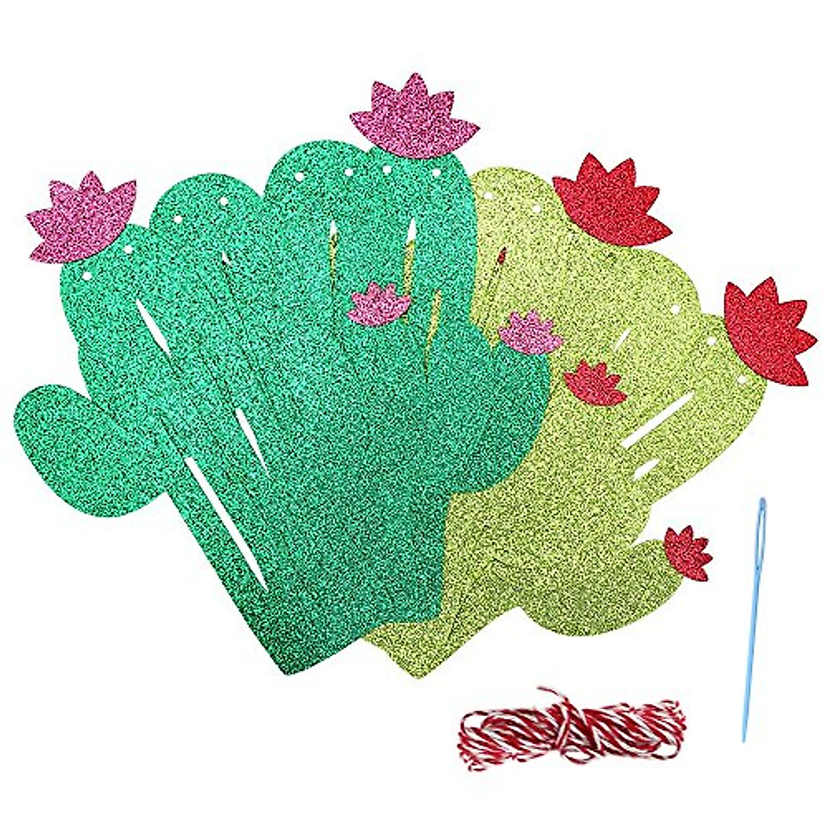 9.8ft Fiesta Cactus Banner Cactus Party Decorations Bachelorette Graduation Party Garland Backgound String Cactus Glitter Green for Kids Birthday Summer Tropical Wedding Taco Cinco De Mayo Party Decor Favor llama Luau Hawaii Decorations