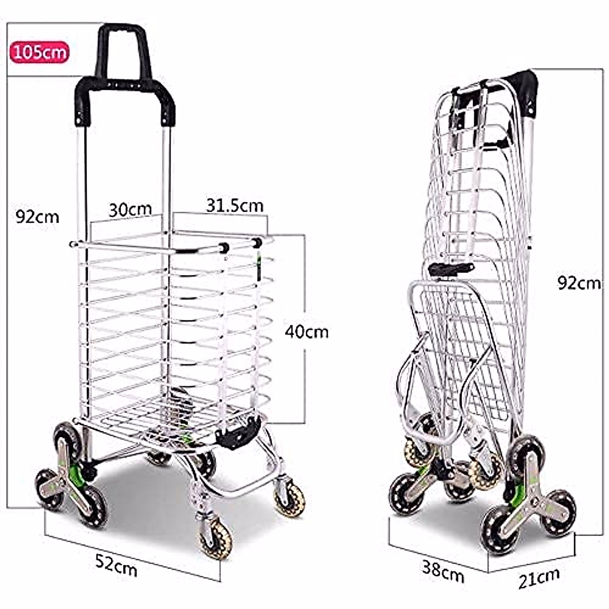 Shopping Trolley on Wheels Multi Function s,Kitchen Storage Utility Carts Foldable Dual Use Aluminum Alloy Climbing Shopping Cart 8 Rounds Crystal Wheel, Load 35 Kg Hand Trucks,Blue-B,